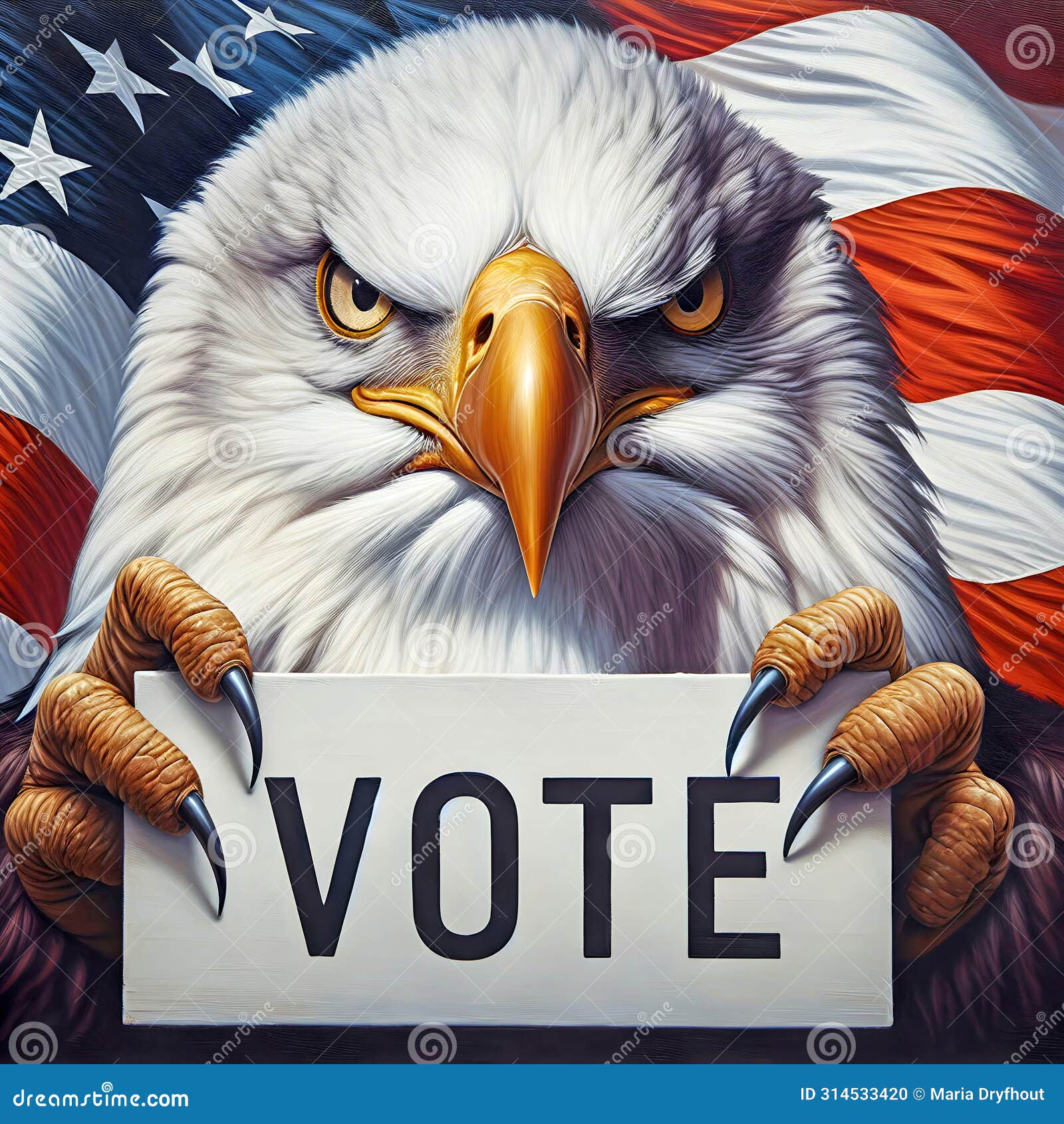 Bald Eagle with a Bold Vote Sign Stock Illustration - Illustration of ...