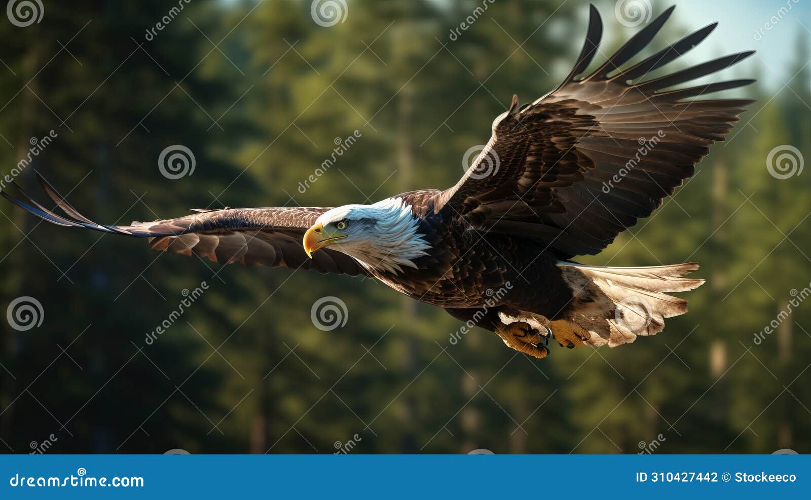 Bald Eagle Flying at High Speed in Forest - Real Image in 8k Stock ...