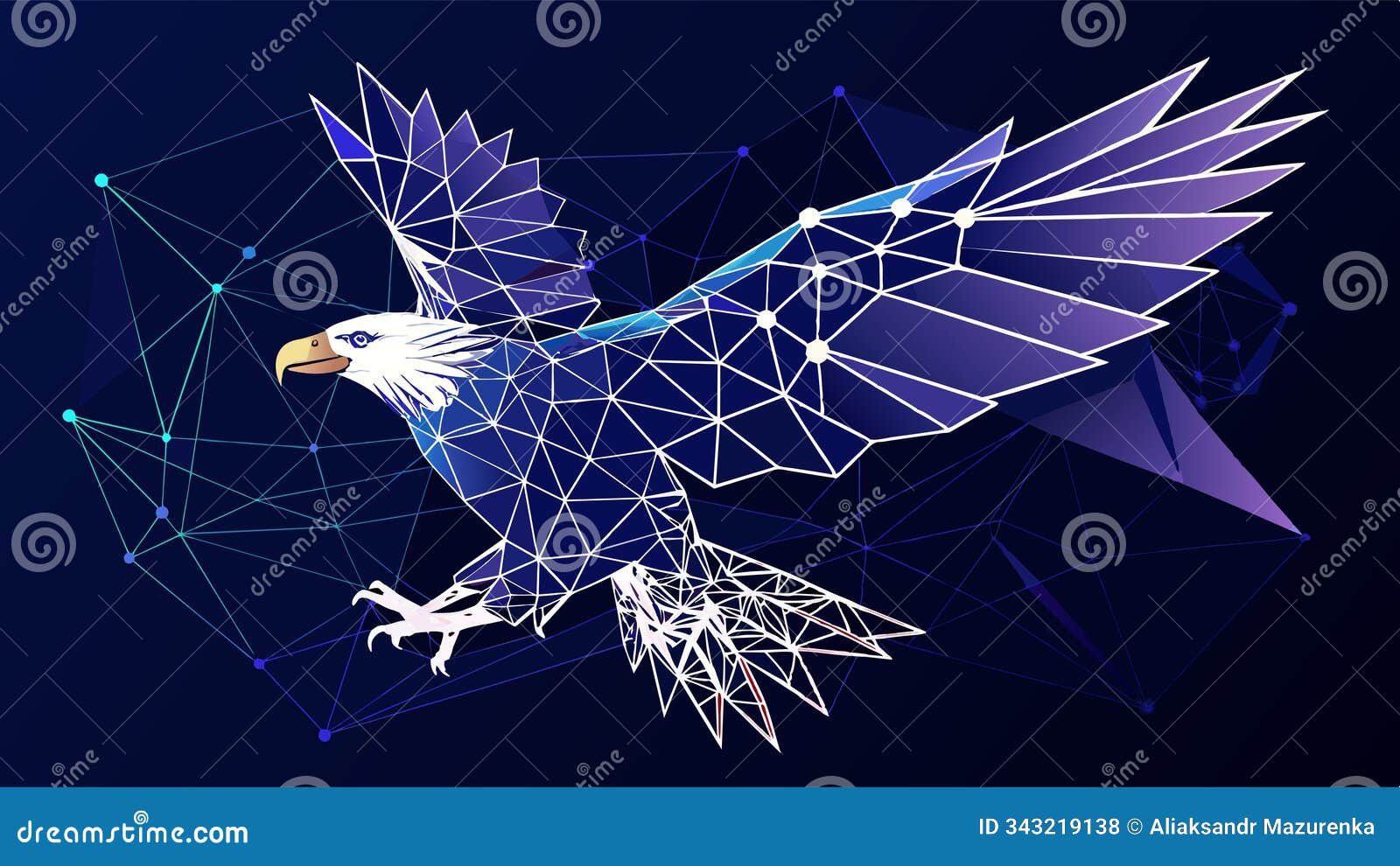 Bald Eagle Flying. Low Polygon Line, Triangles, and Particle Style ...