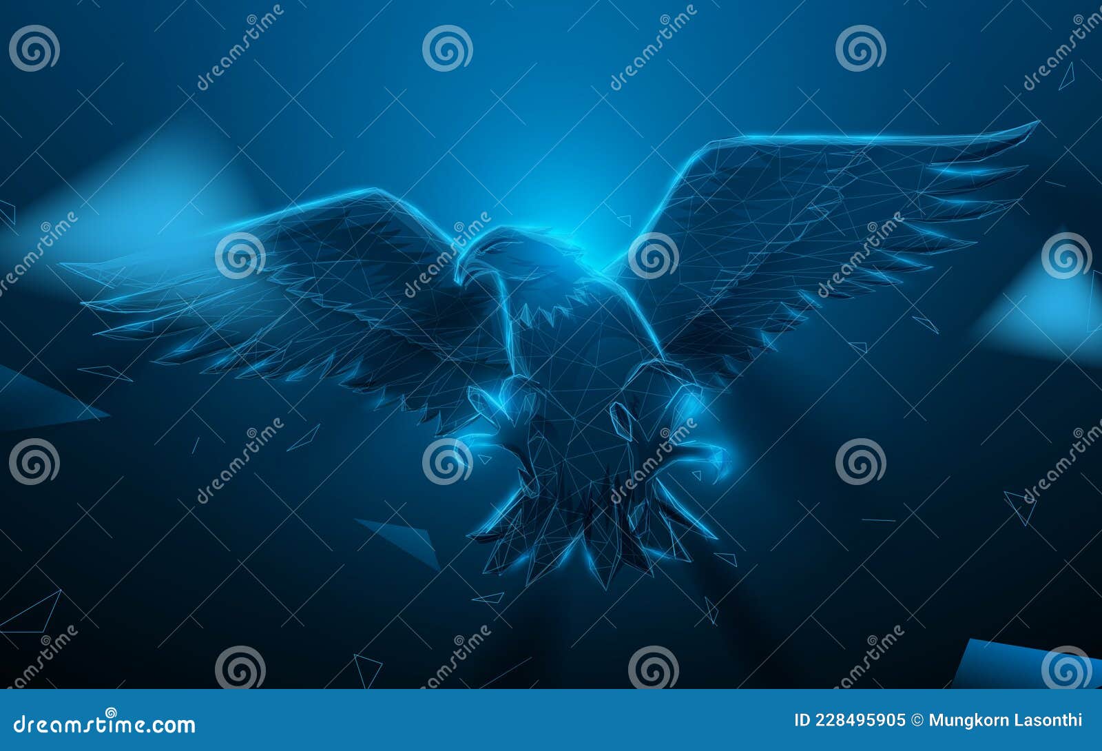 Bald Eagle Flying. Low Polygon Line, Triangles, and Particle Style ...
