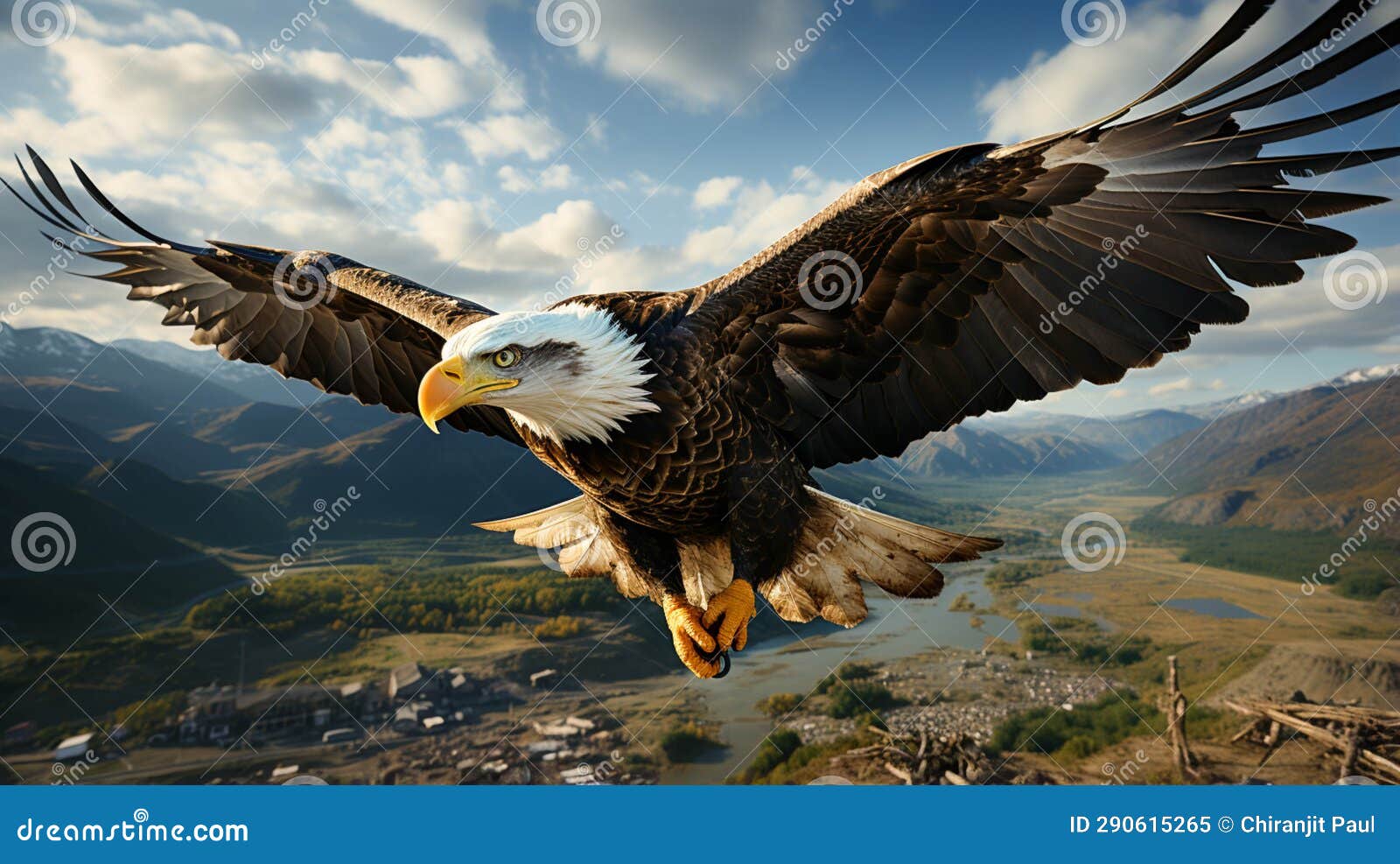A Bald Eagle Flying in the Sky Stock Image - Image of nature, flight ...
