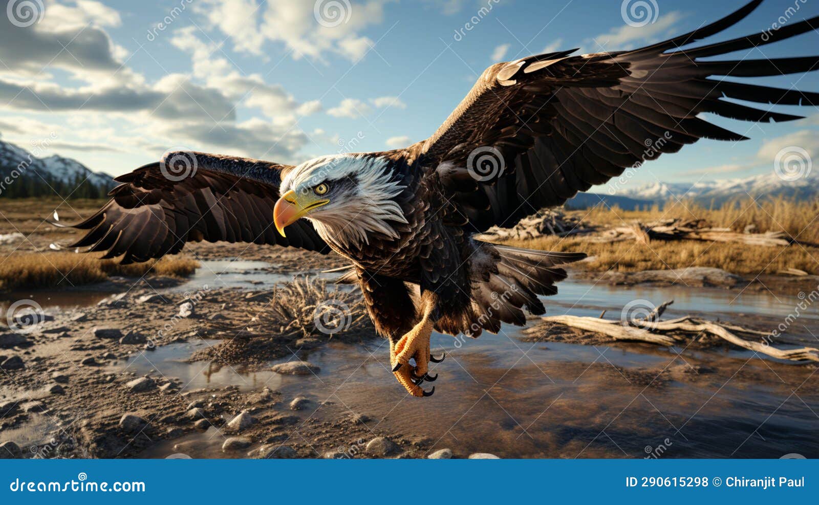 A Bald Eagle Flying in the Sky Stock Photo - Image of blue, flight ...