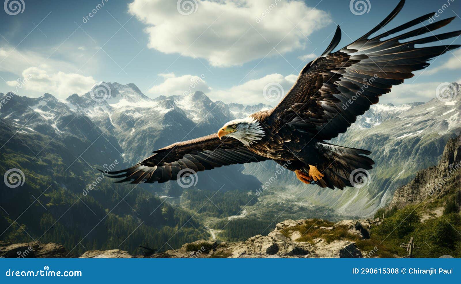 A Bald Eagle Flying in the Sky Stock Photo - Image of freedom, soar ...
