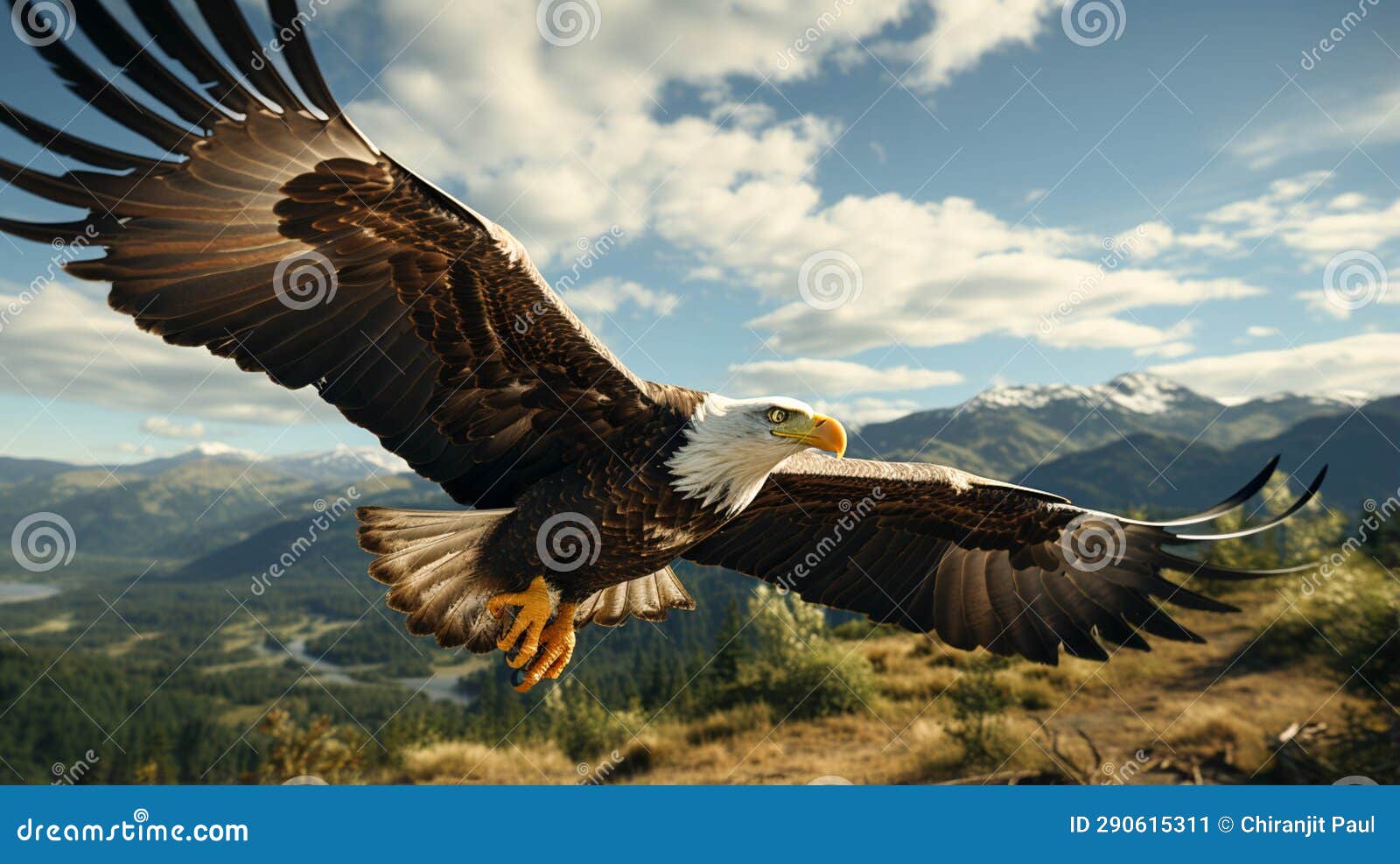 A Bald Eagle Flying in the Sky Stock Image - Image of bald, eagle ...