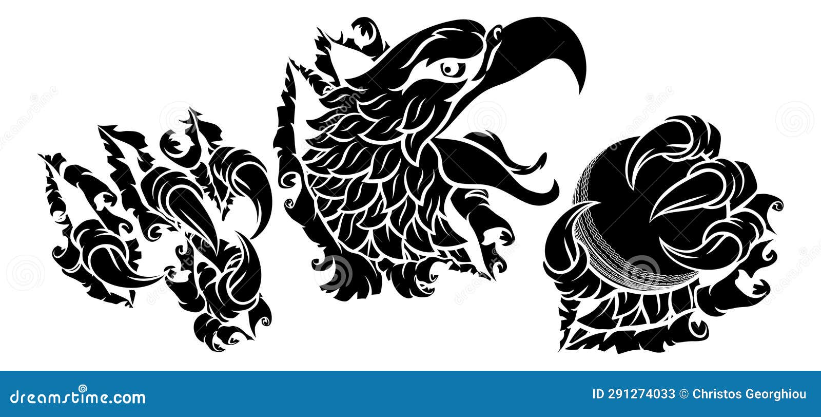 Bald Eagle Hawk Ripping Cricket Ball Mascot Cartoon Vector ...