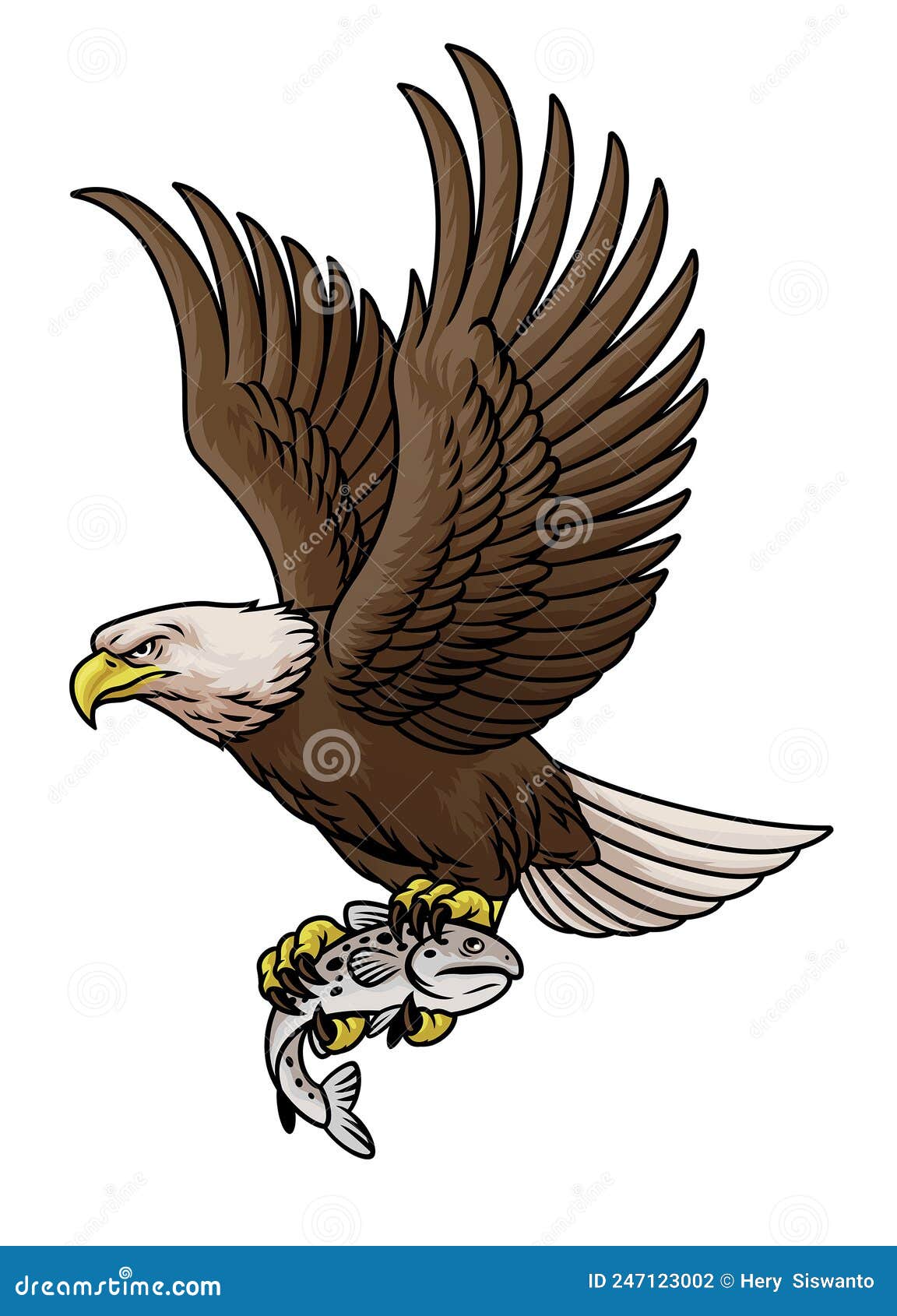 Bald Eagle Hold the Salmon Fish Stock Vector - Illustration of ...