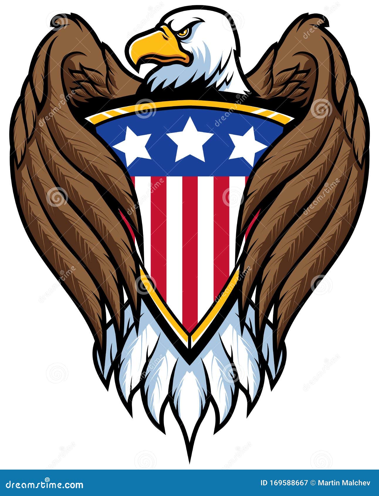 Eagle Shield Line Icon Logo Cartoon Vector | CartoonDealer.com #222253639
