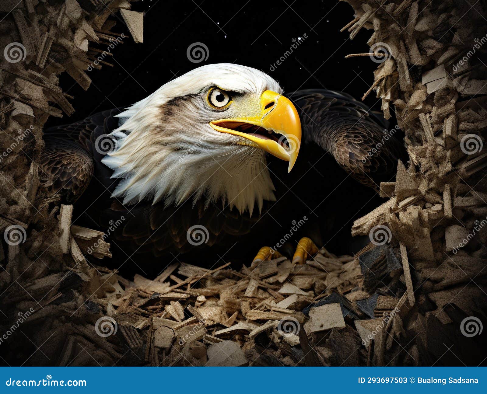 Ai Generated Illustration Wildlife Concept of Bald Eagle in Money Stock Illustration ...