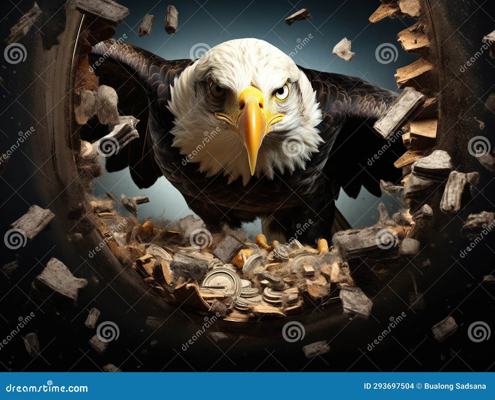 Ai Generated Illustration Wildlife Concept of Bald Eagle in Money Stock ...
