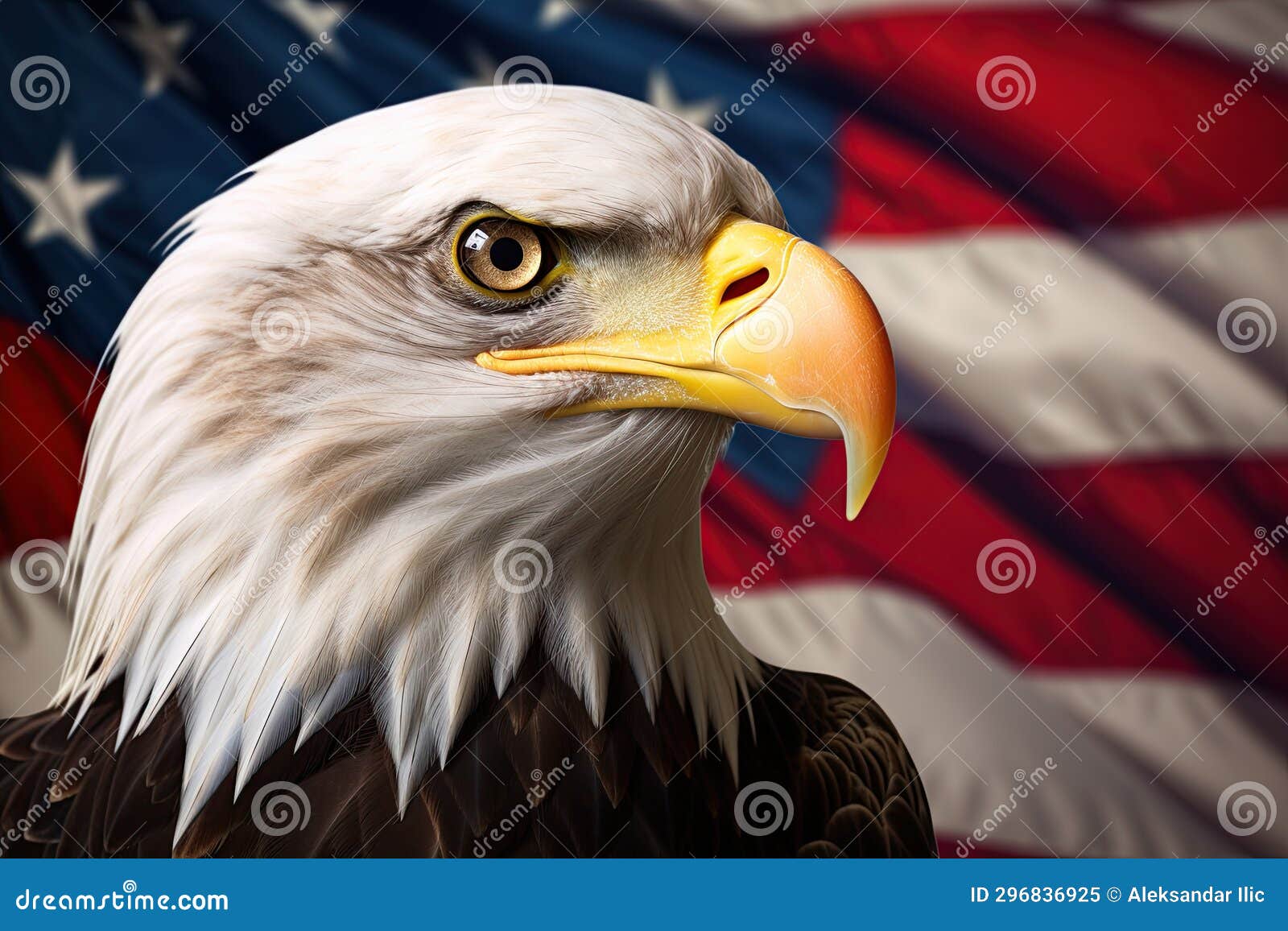 Bald Eagle Over the Flag of United States of America. Ai Generative ...
