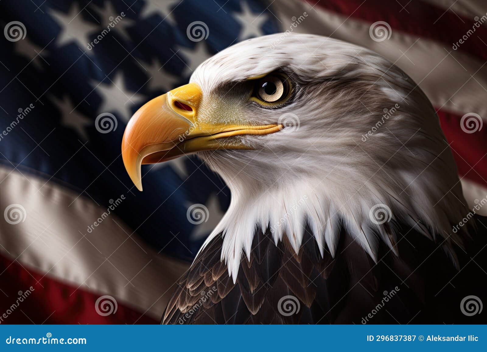 Bald Eagle Over the Flag of United States of America. Ai Generative ...
