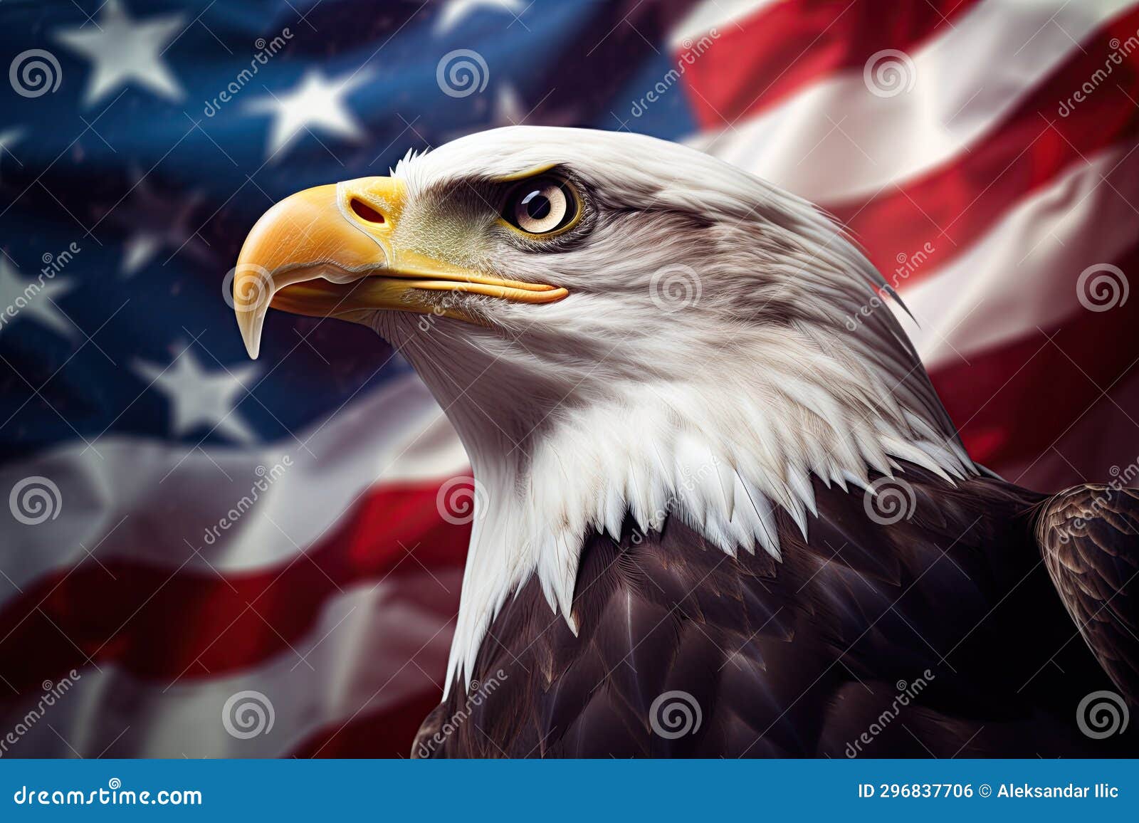 Bald Eagle Over the Flag of United States of America. Ai Generative ...