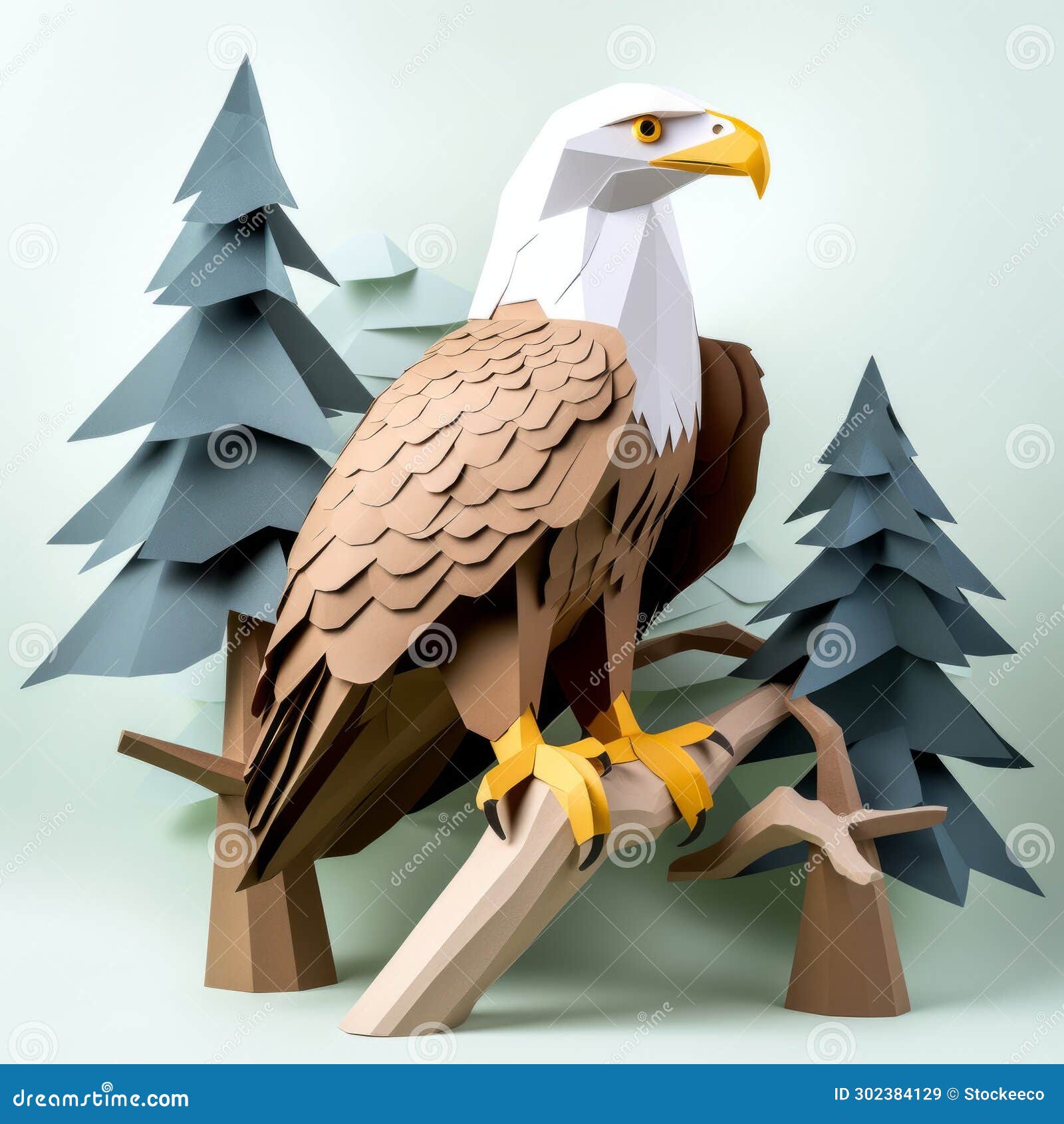 Bald Eagle Paper Craft with Polygon Design Stock Illustration ...