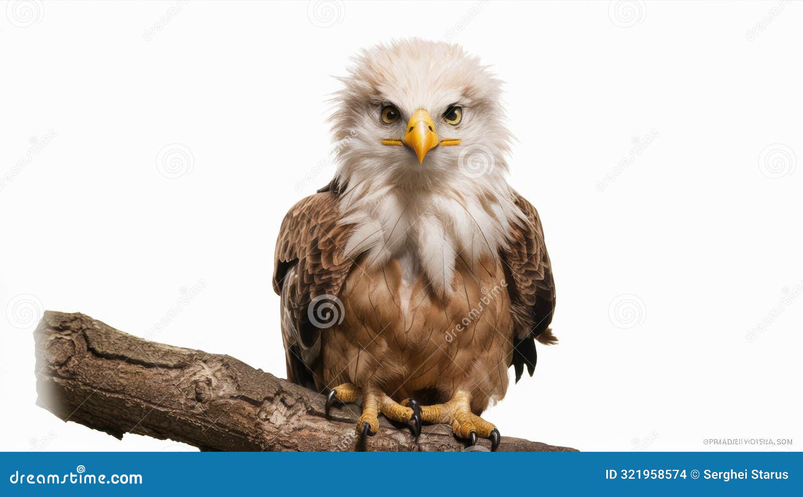 A Bald Eagle Perched on a Branch with White Feathers, AI Stock ...
