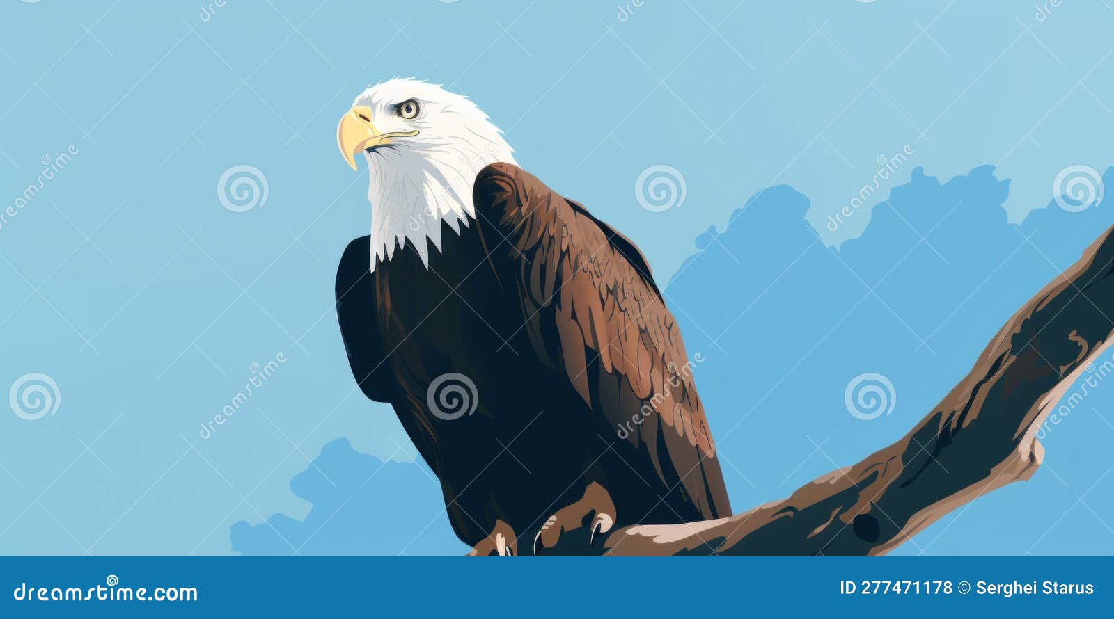 A Bald Eagle Perched on a Tree Branch. Generative AI Image. Stock ...