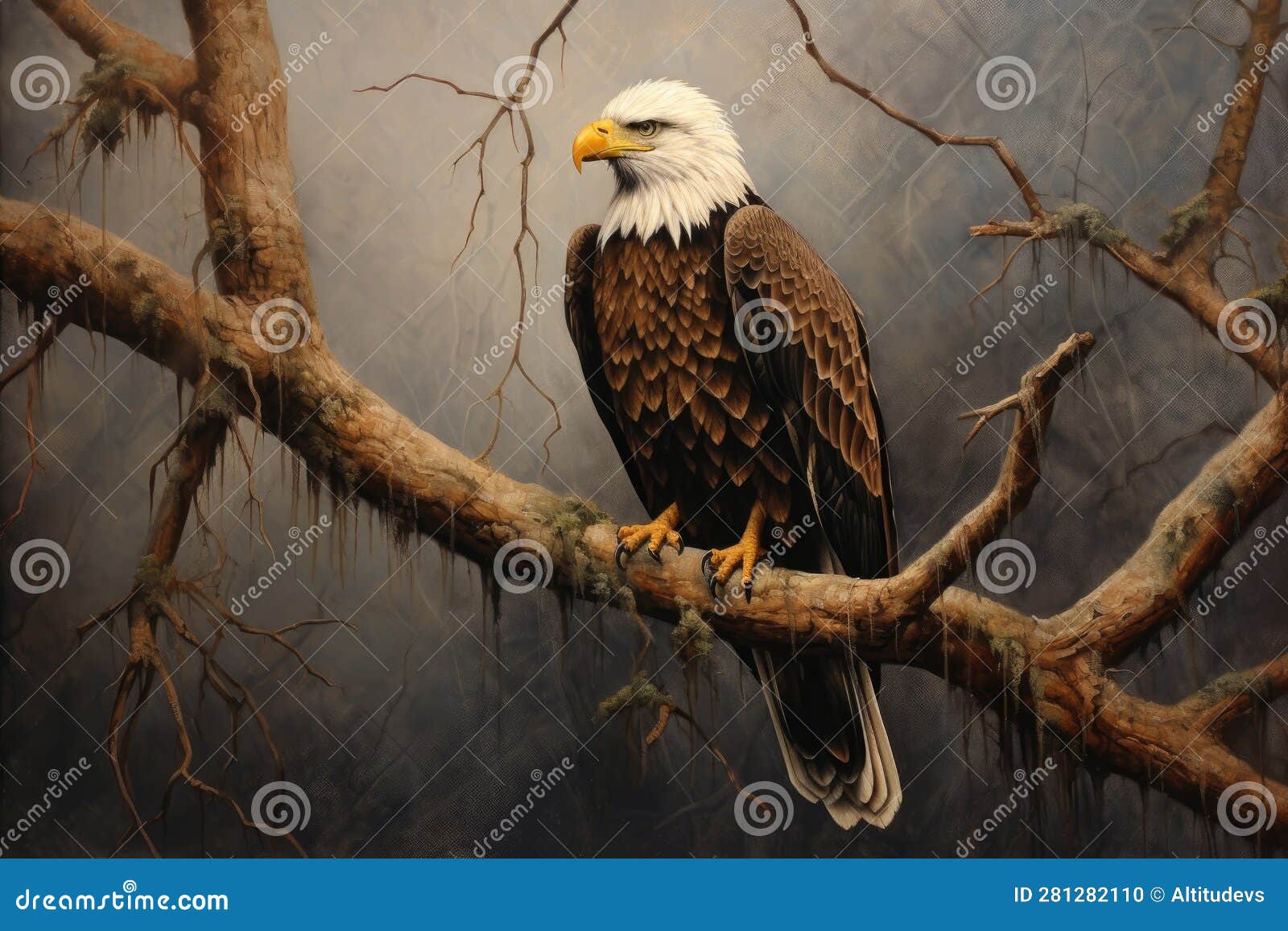Bald Eagle Perched on a Tree Branch, Staring Intently Stock ...