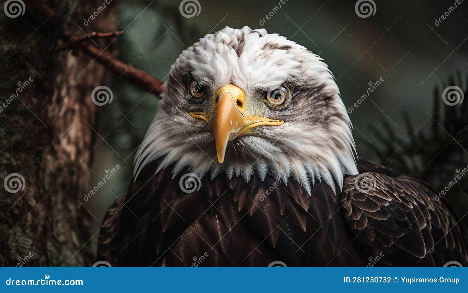 Bald Eagle Perching on Branch, Majestic Symbol of American Freedom ...