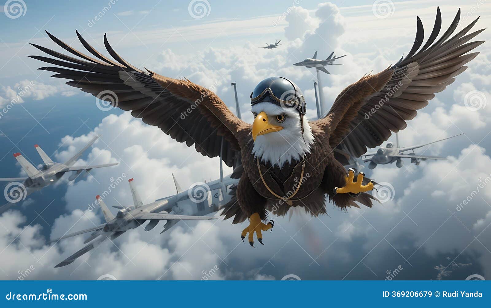Eagle Pilot In Cockpit With Cloudy Sky Background Royalty-Free Stock ...