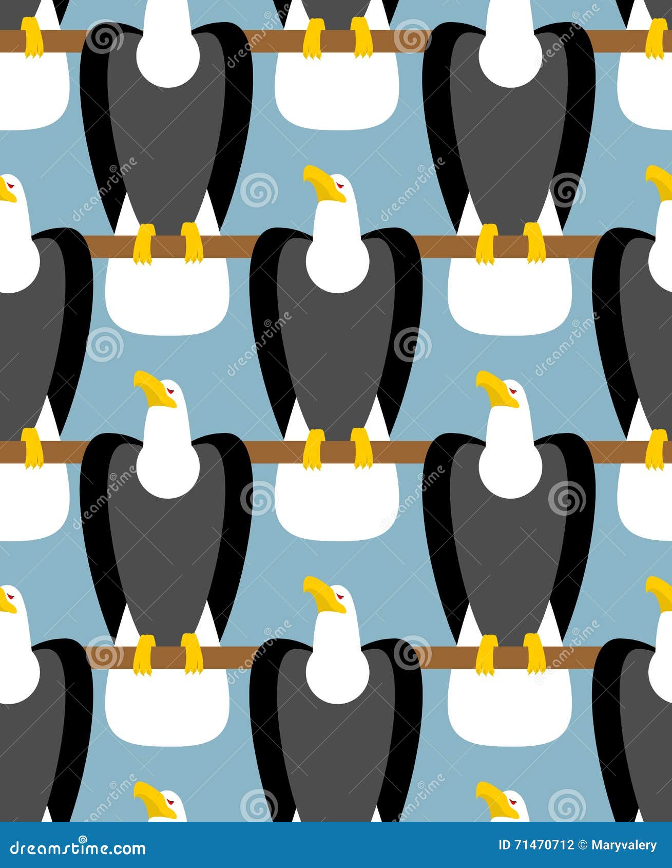 Bald Eagle Seamless Pattern. Eagle With White Head Texture. Vector ...