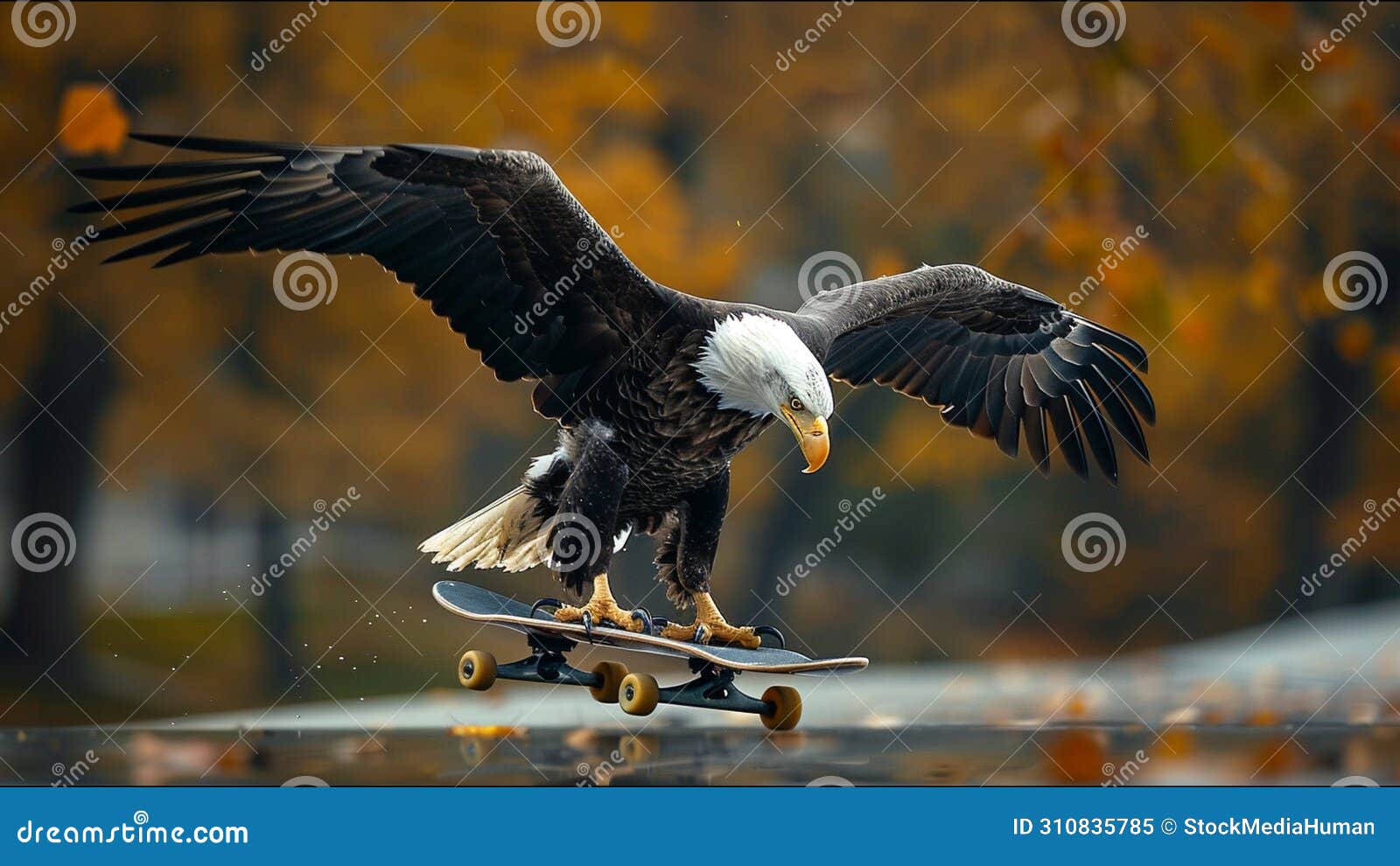 Bald Eagle Skateboarding Nature Action Shot Funny Meme Stock ...