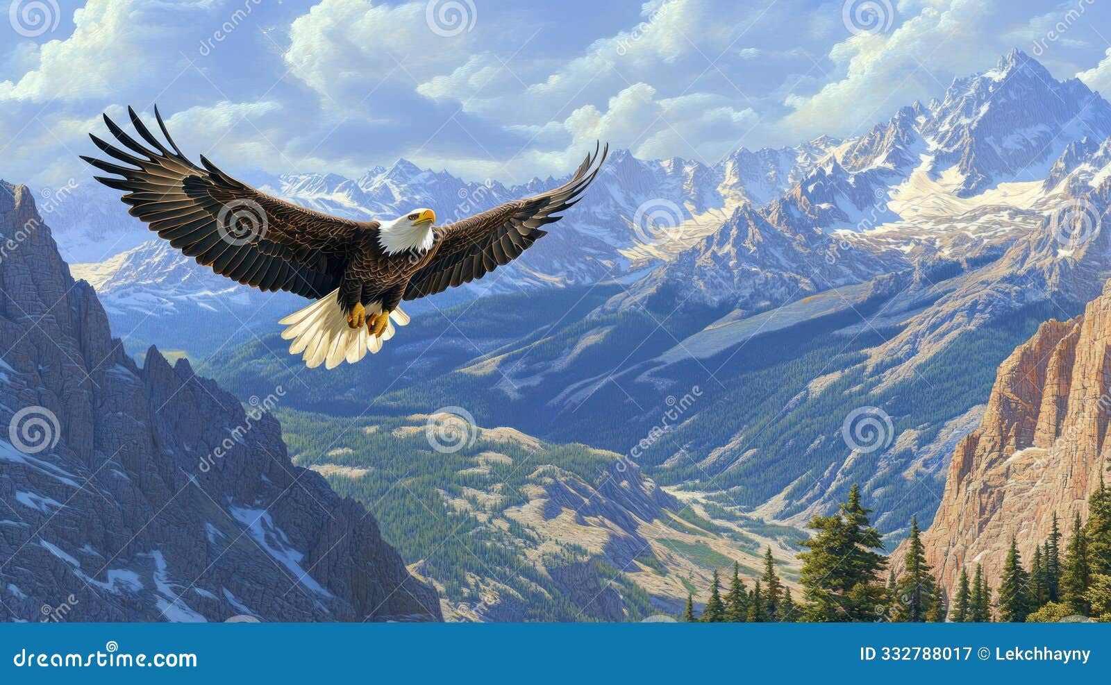 Bald Eagle Soaring Above Mountains: a Majestic Image of a Bald Eagle ...