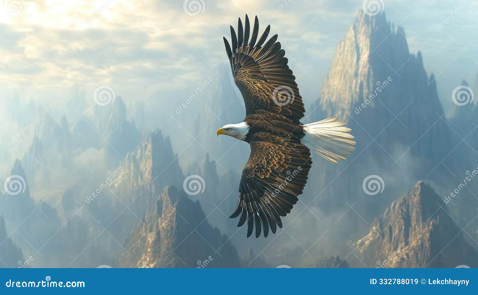 Bald Eagle Soaring Above Mountains: a Majestic Image of a Bald Eagle ...