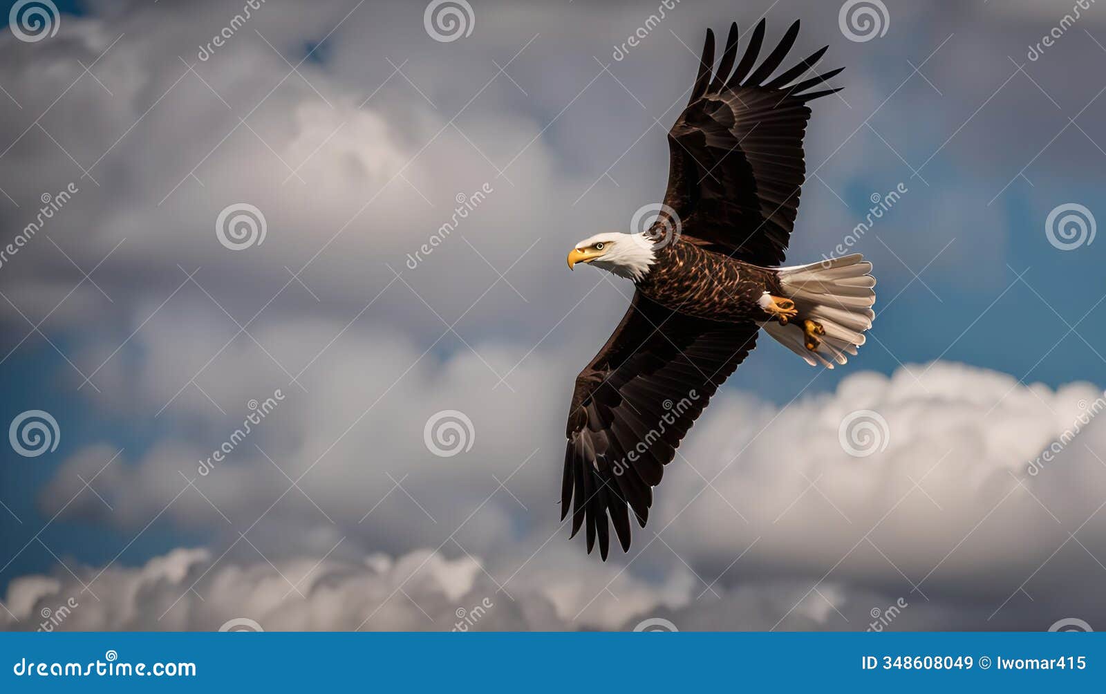 Bald Eagle Soaring through the Clouds Stock Image - Image of feather ...