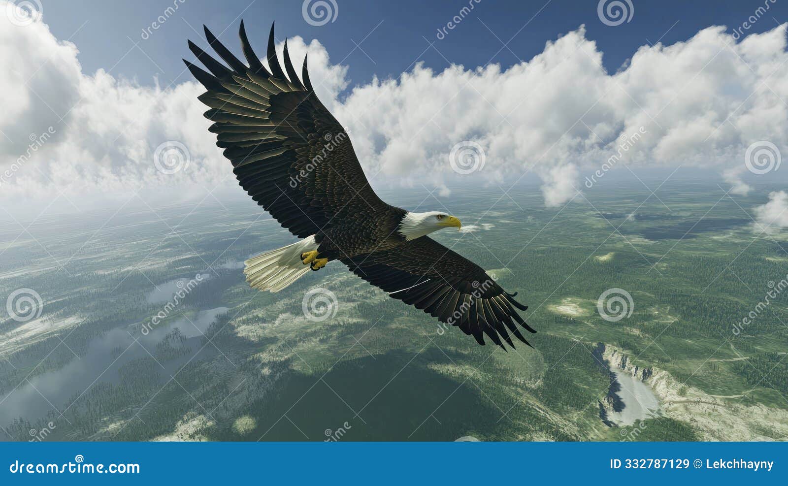 Bald Eagle Soaring: a Majestic Image of a Bald Eagle Soaring High in ...