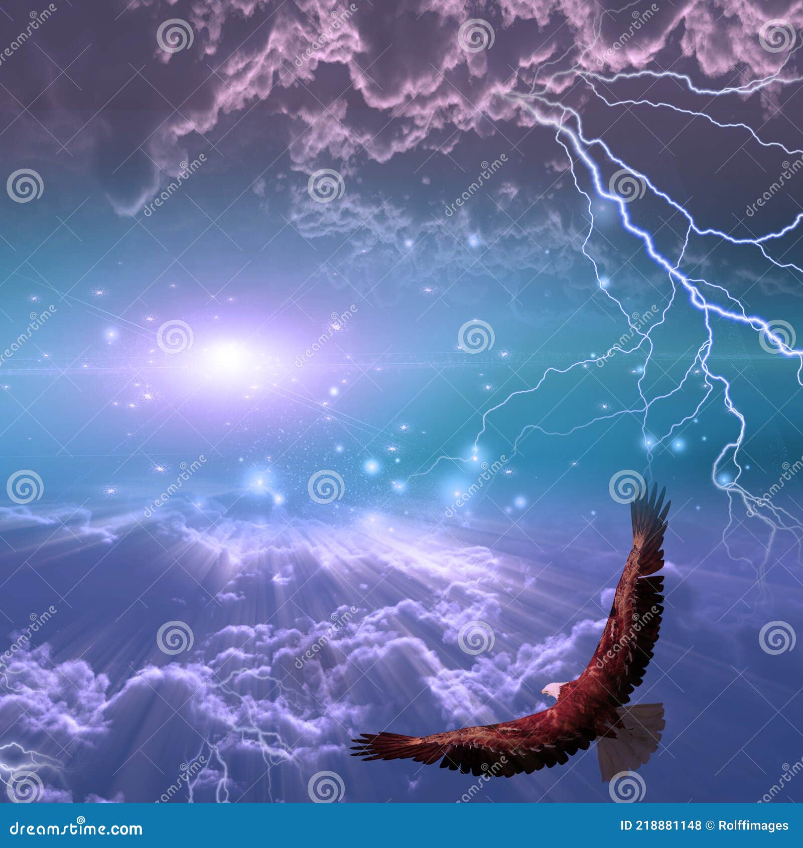 Mighty Bald Eagle Flying In Sky Cartoon Vector | CartoonDealer.com ...