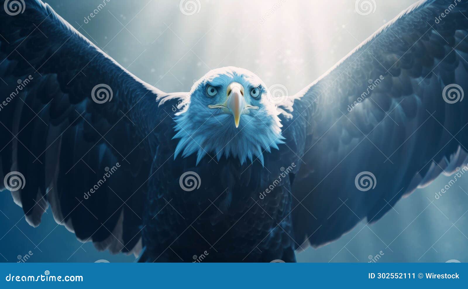 Bald Eagle Spreading Its Impressive Wings in Backlight. Stock ...