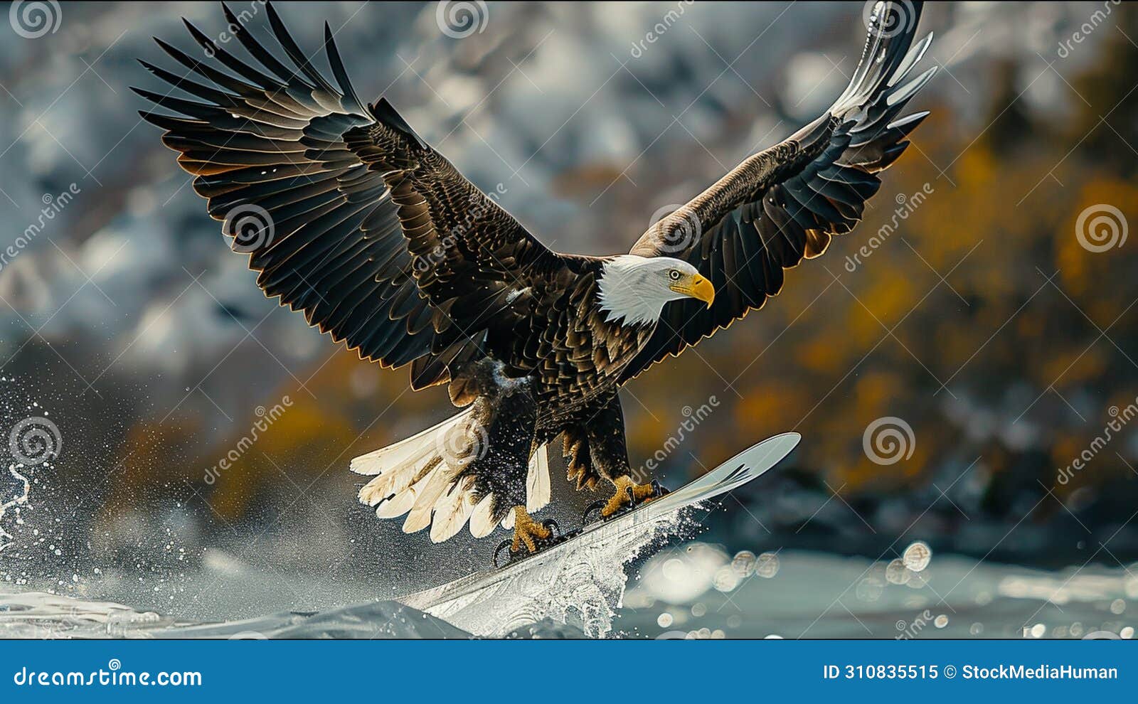 Bald Eagle Surfing Nature Action Shot Funny Meme Stock Illustration ...