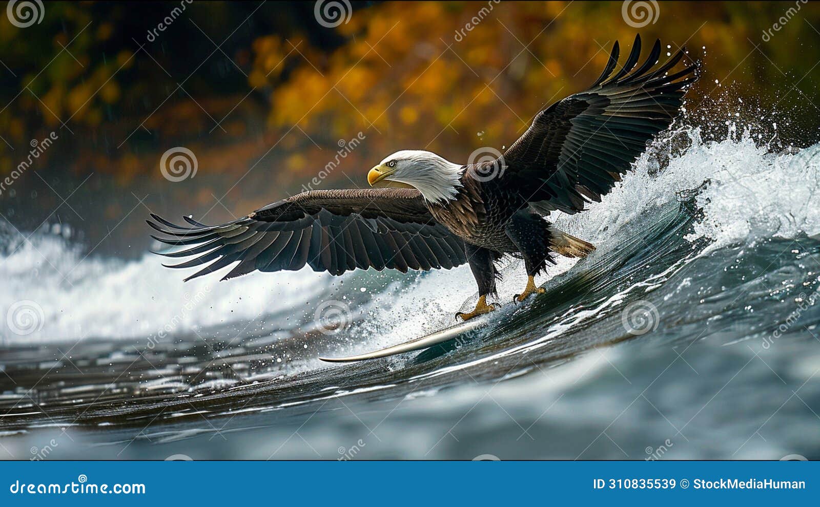Bald Eagle Surfing Nature Action Shot Funny Meme Stock Illustration ...
