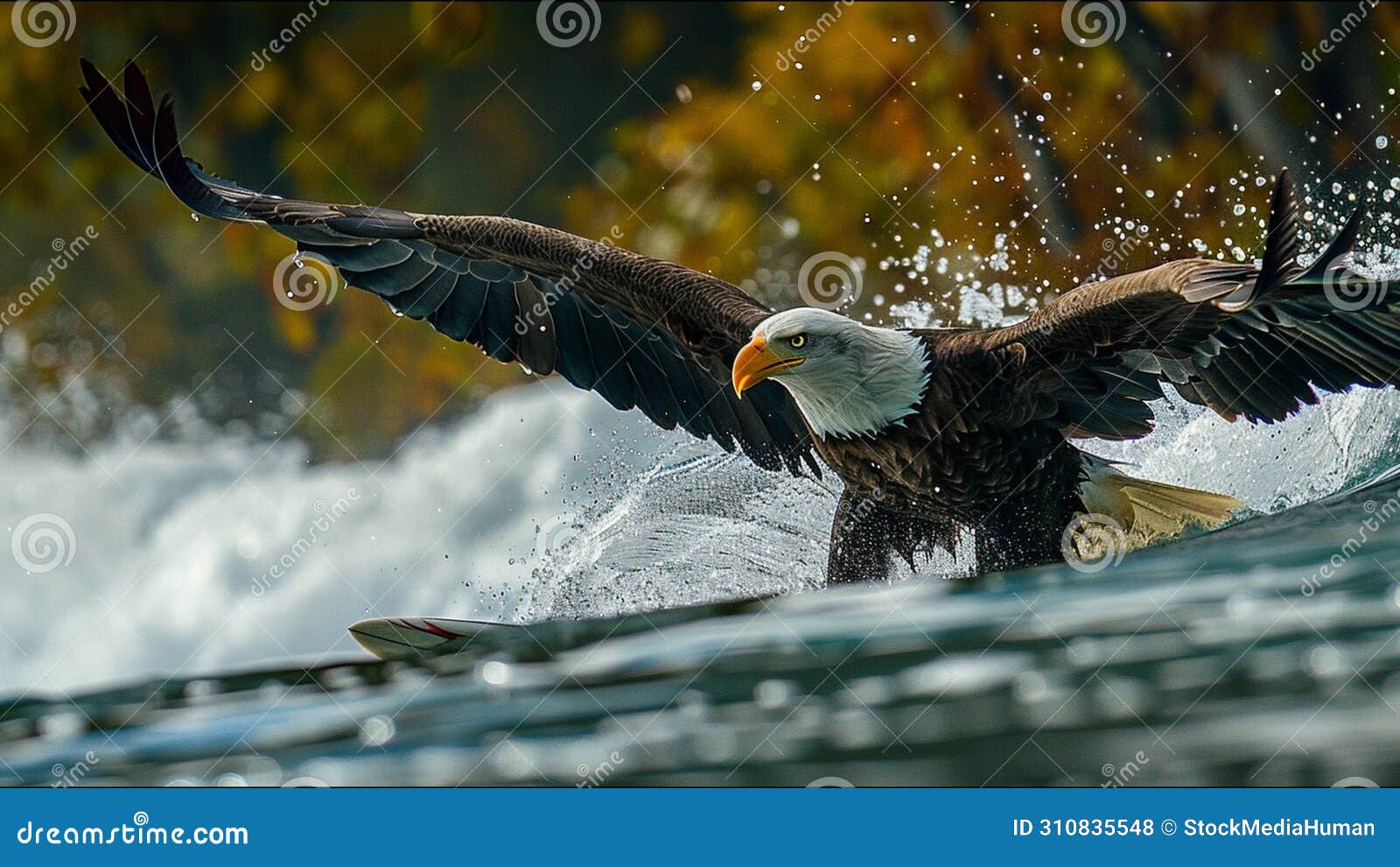 Bald Eagle Surfing Nature Action Shot Funny Meme Stock Illustration ...