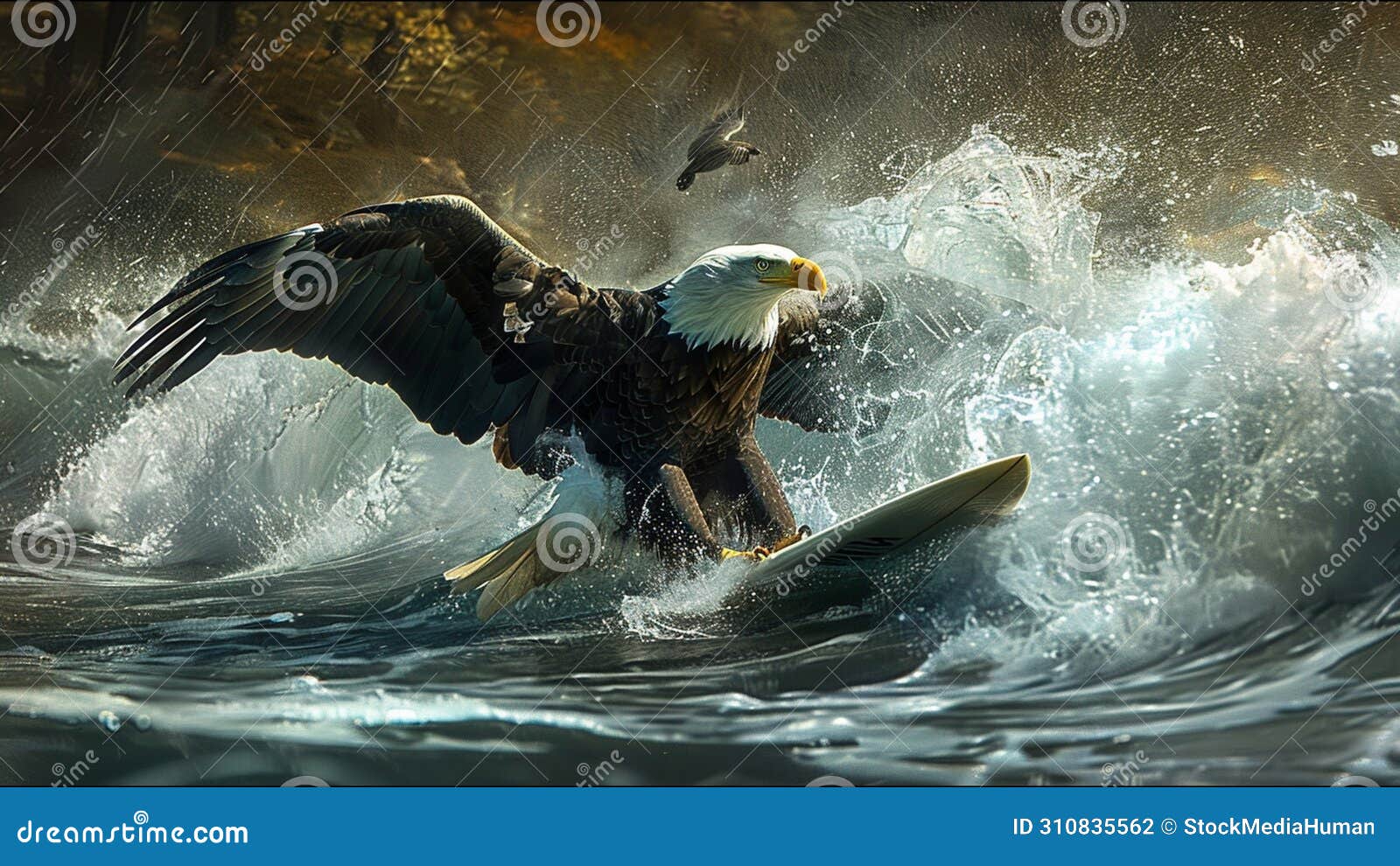 Bald Eagle Surfing Nature Action Shot Funny Meme Stock Illustration ...