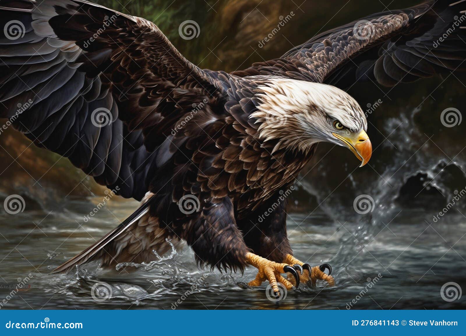 Bald Eagle Swooping In And Catching A Fish Royalty-Free Illustration ...