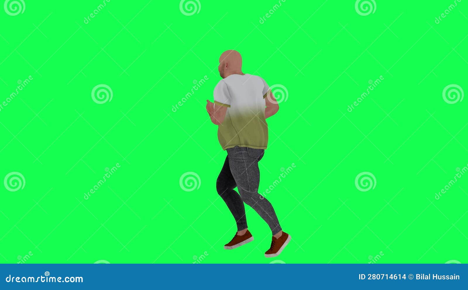 Bald Fat Man Running in Circle on Green Screen Stock Footage - Video of ...