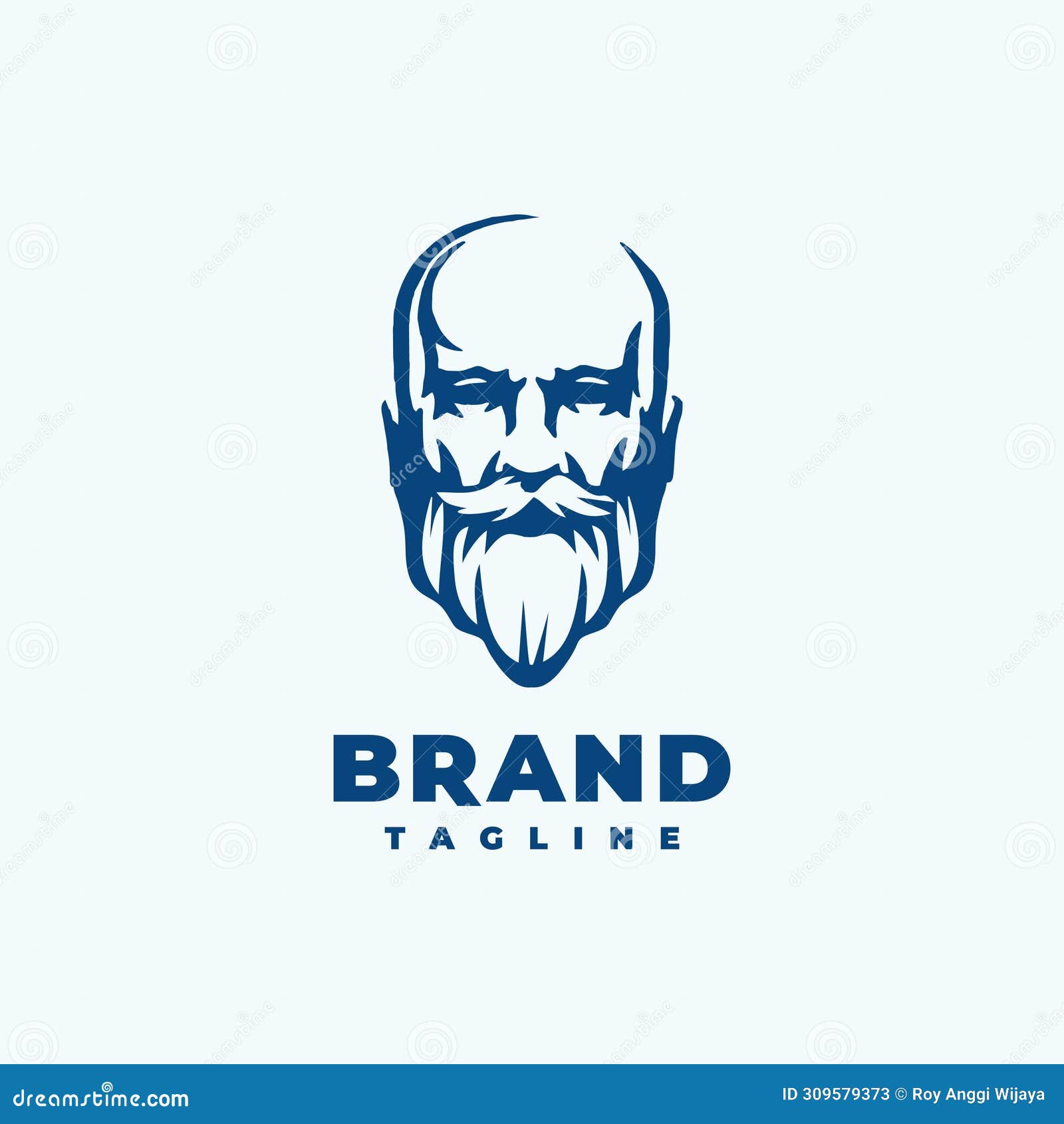 Bald Hairless Man with Beard Logo Design Template Stock Vector ...