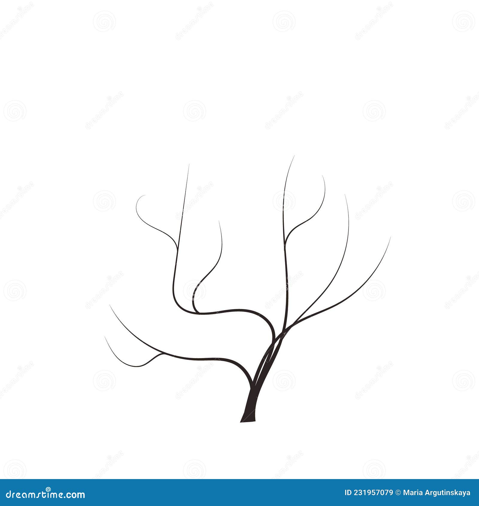 Bald Handdraw Tree Vector Illustration Element for Game Design. Winter ...
