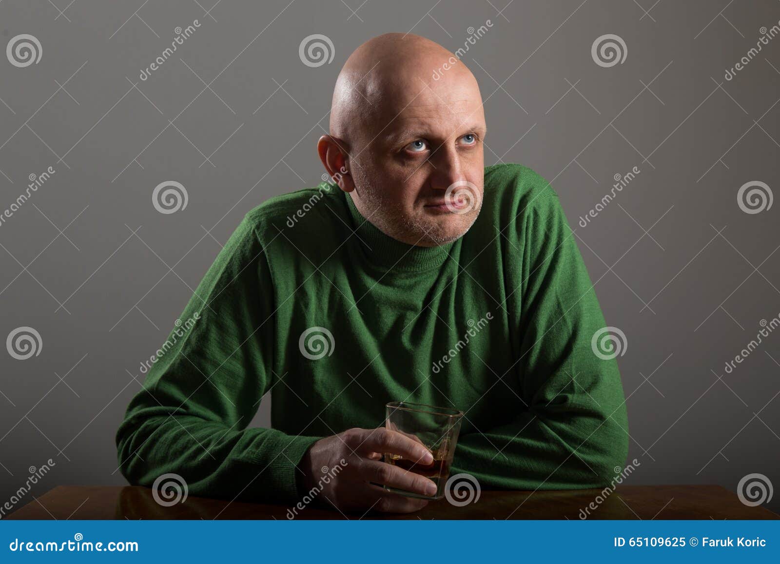 Bald Headed Man Drinking Whiskey Stock Image - Image of glass, person ...