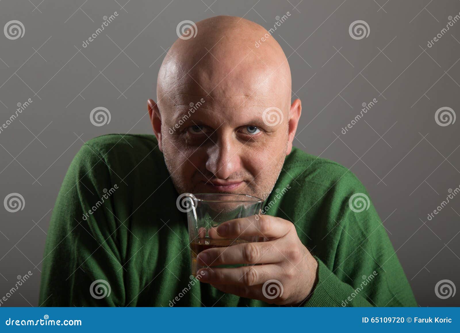 Bald Headed Man Drinking Whiskey Stock Photo - Image of jobless, lonely ...