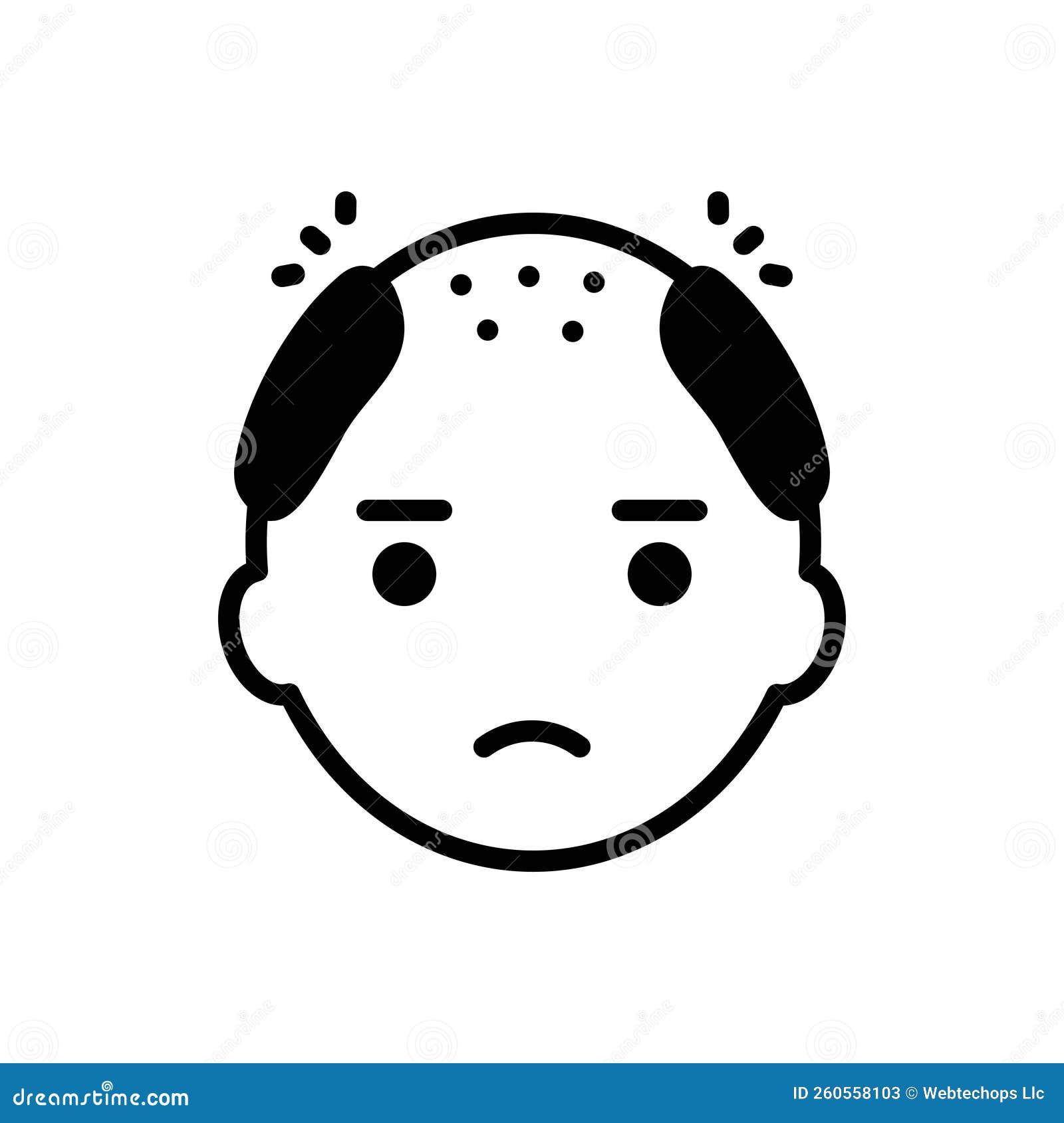 Black Solid Icon for Bald, Hairless and Headed Stock Vector ...