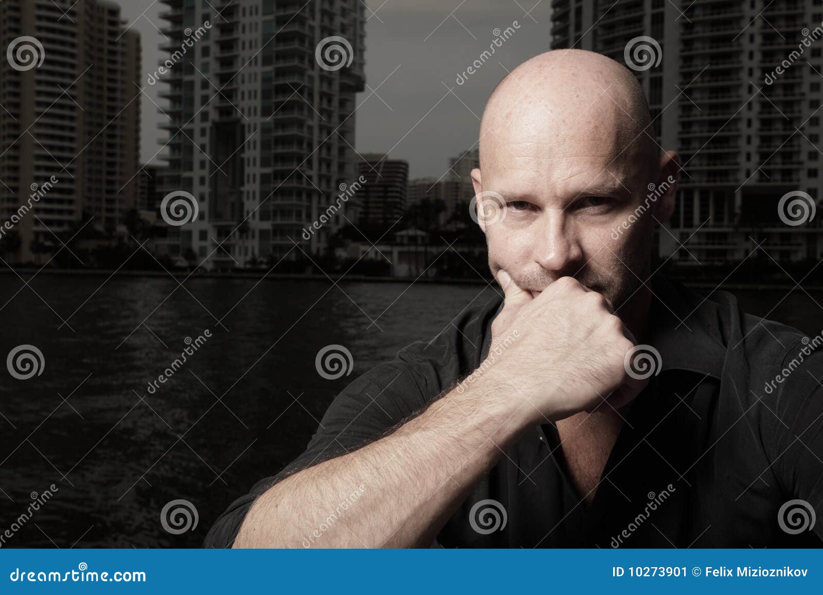 Bald male headshot stock image. Image of attractive, touching - 10273901