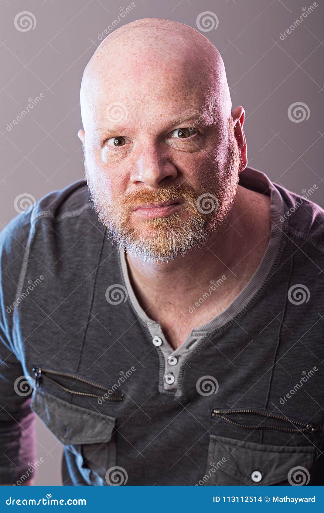 Grumpy bald man stock photo. Image of expression, beard - 113112514