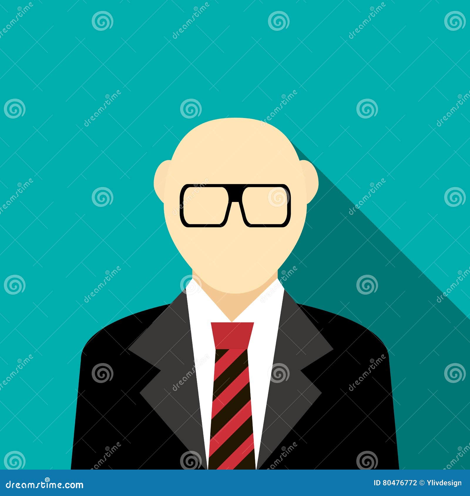 Bald Man with a Beard and Glasses in Suit Icon Stock Vector ...