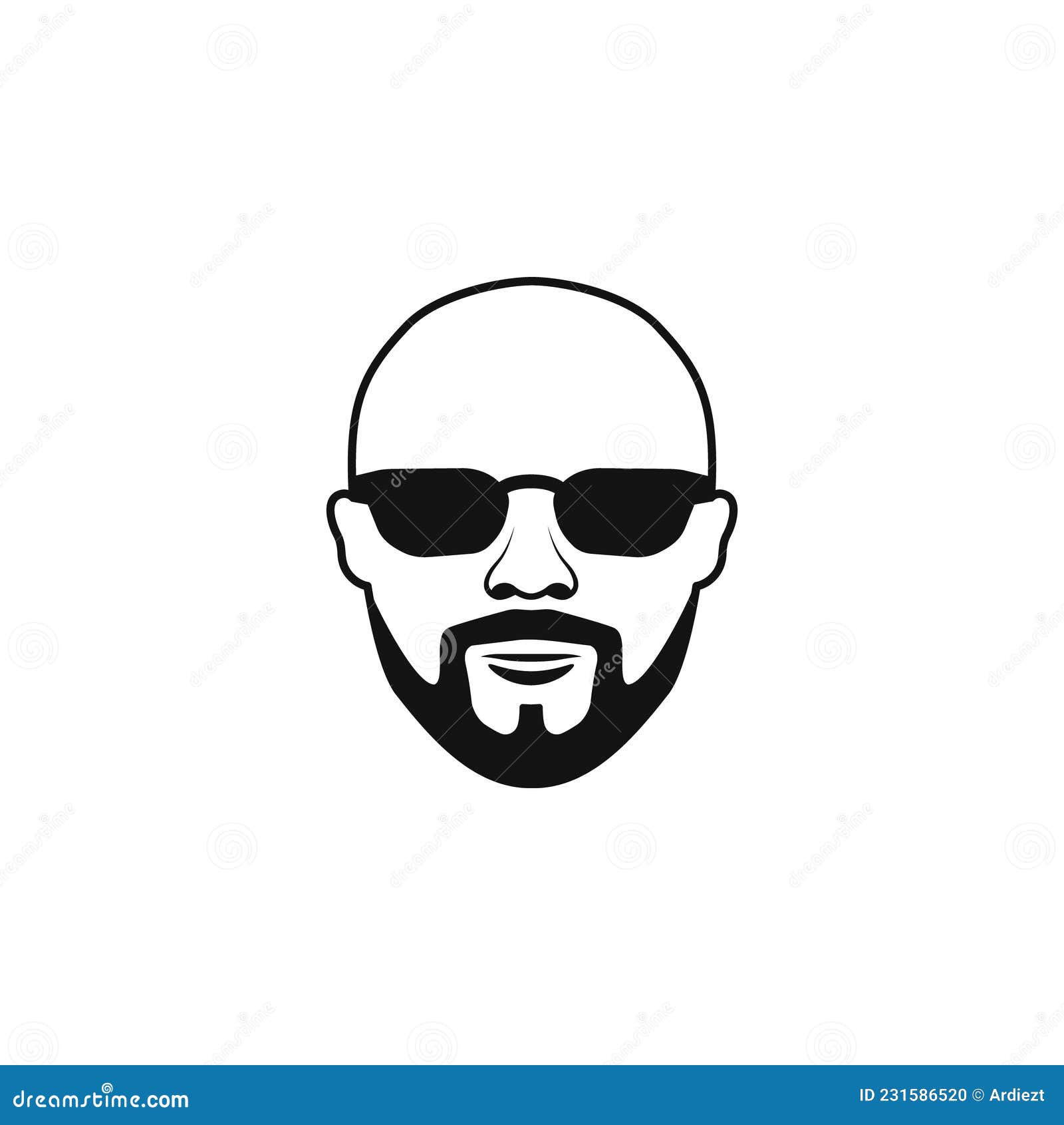Bald Man With A Beard Icon Vector Illustration Stock Vector