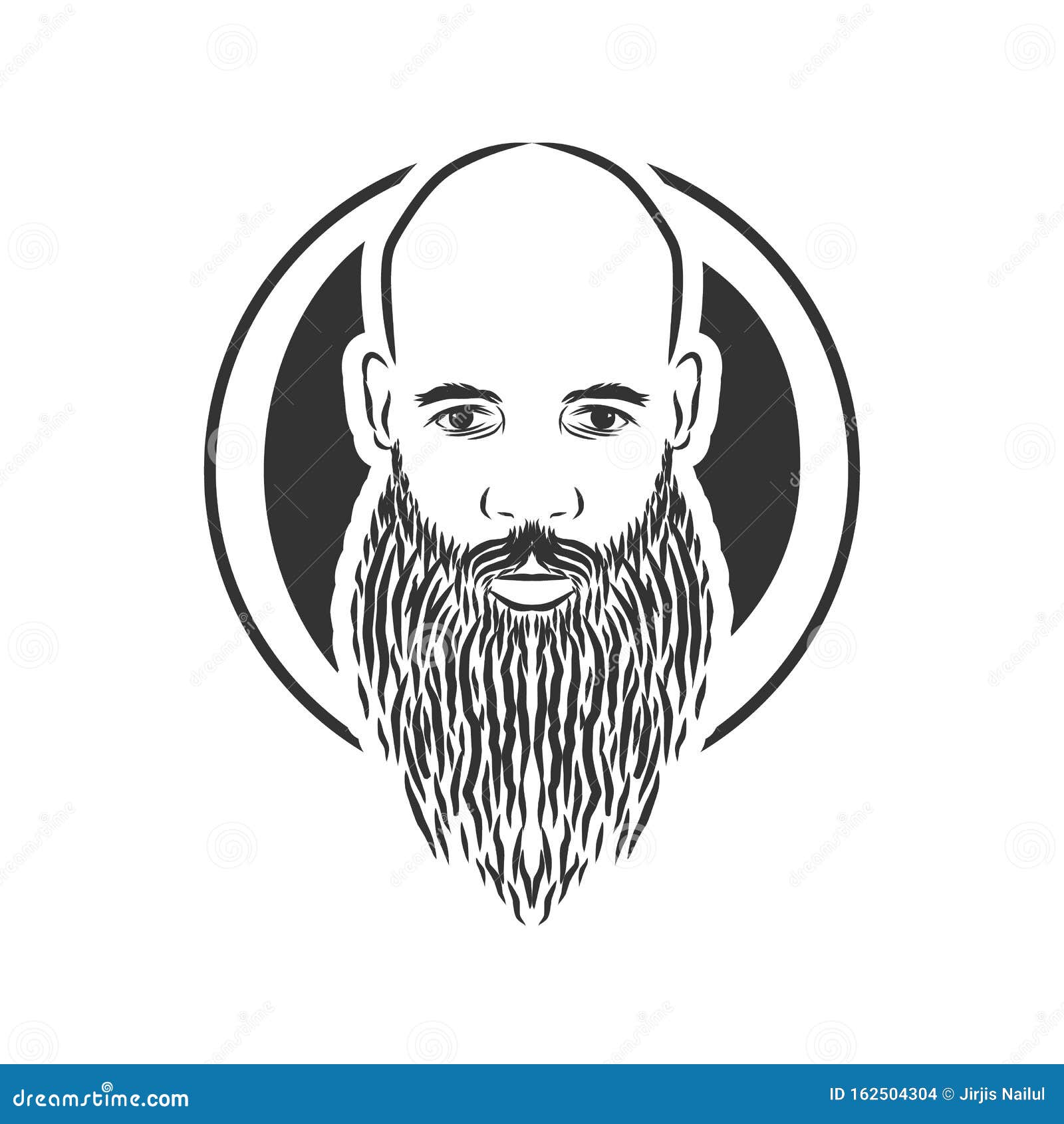 Bald Man With Beard Vintage Style Vector Stock Vector Illustration