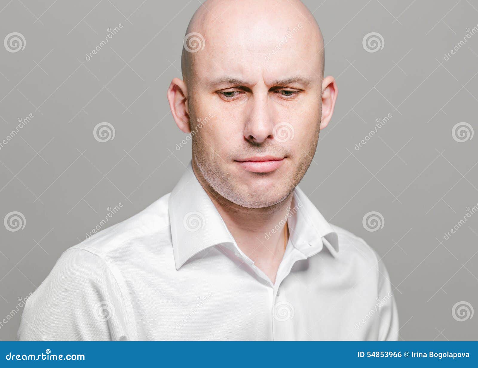 Bald Man Disappointed Portrait Stock Photo - Image of male, baldness ...