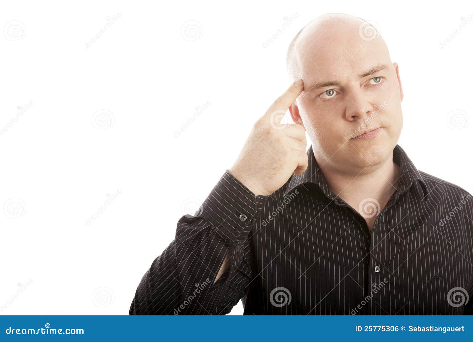 Bald Man with Finger Thinking Stock Photo - Image of positive, good ...