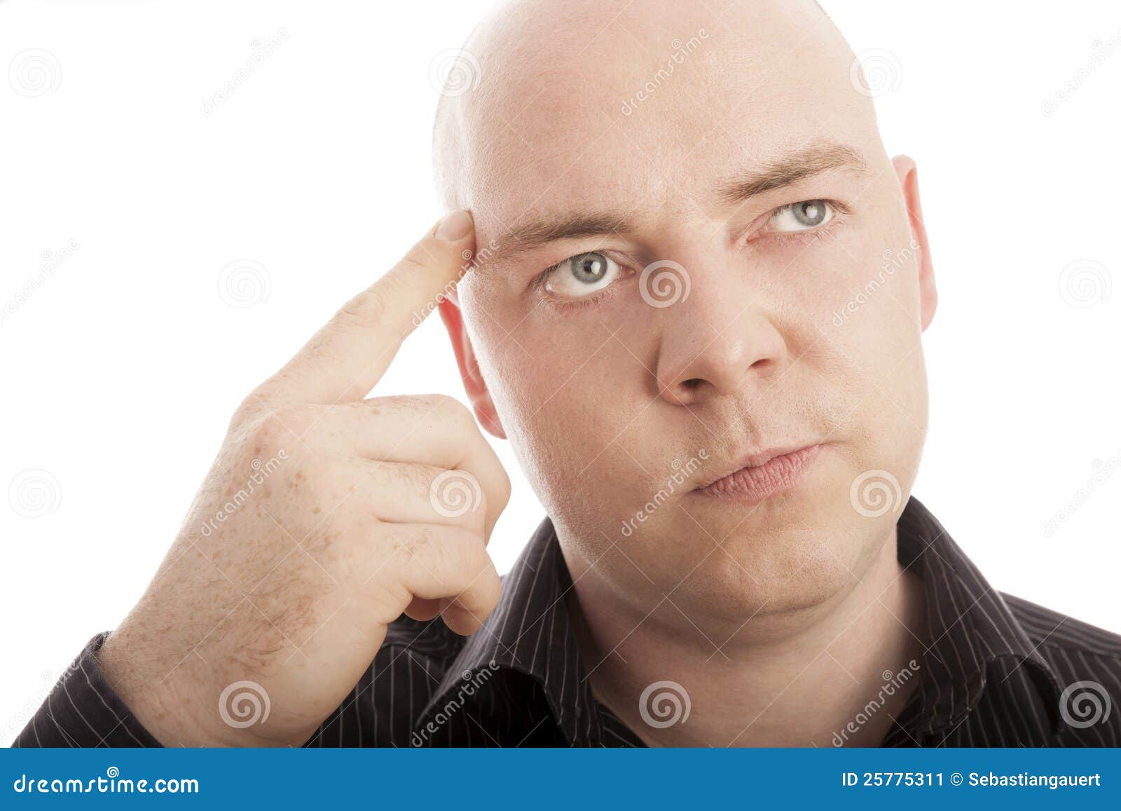 Bald Man with Finger Thinking Stock Image - Image of positive ...