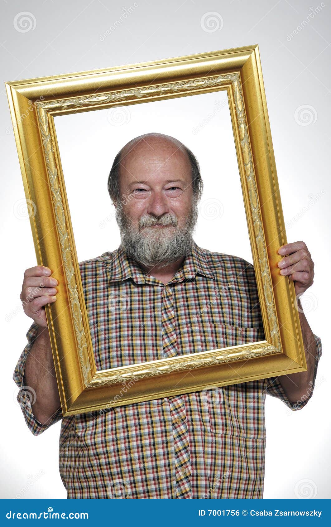 Bald man with a frame stock photo. Image of concept, funny - 7001756